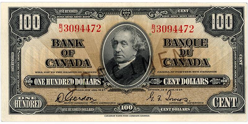Bilingual Series $100 Note - Bank of Canada Museum