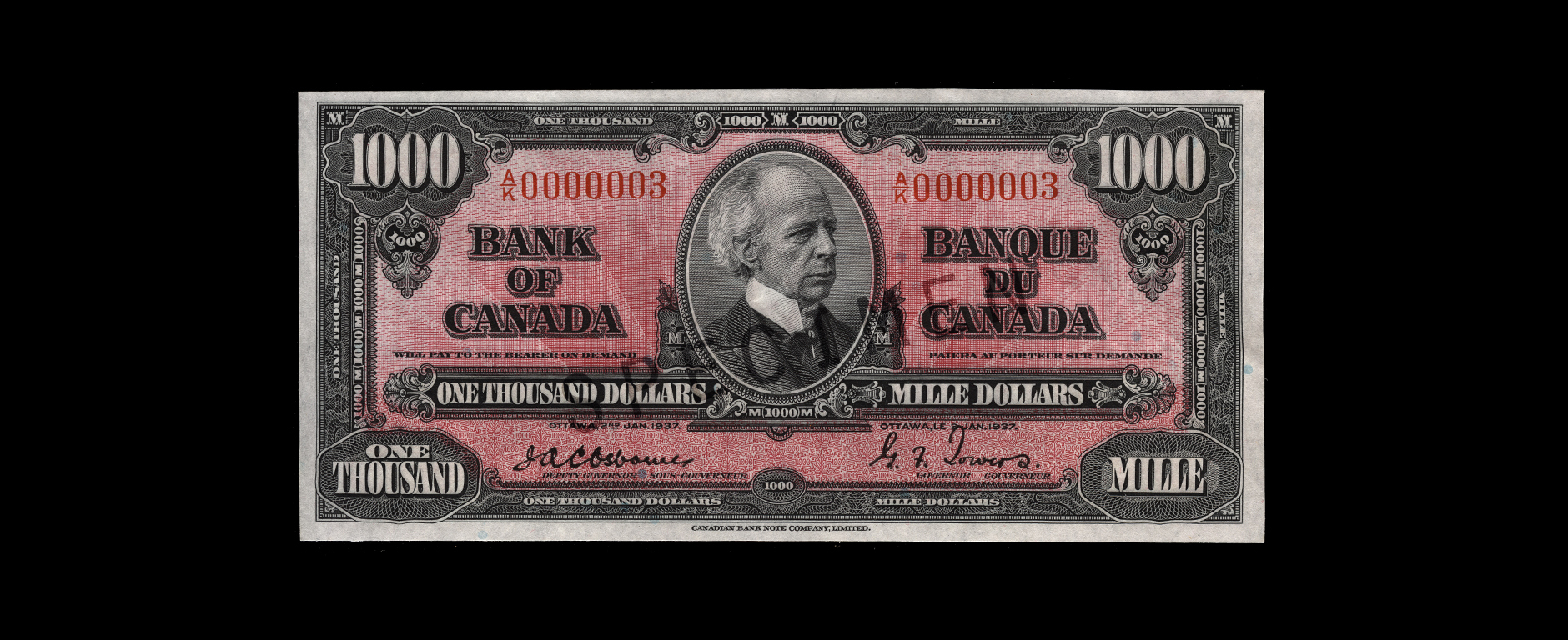 Bilingual Series $1000 Note - Bank of Canada Museum